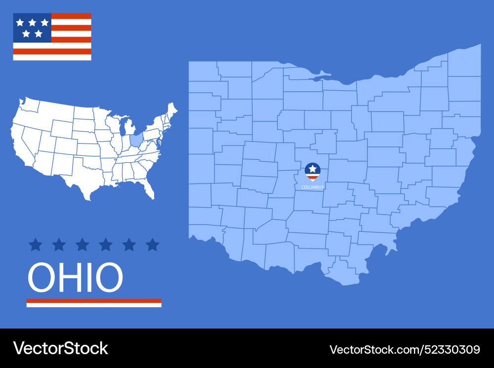 Hand drawn ohio state outline map Royalty Free Vector Image