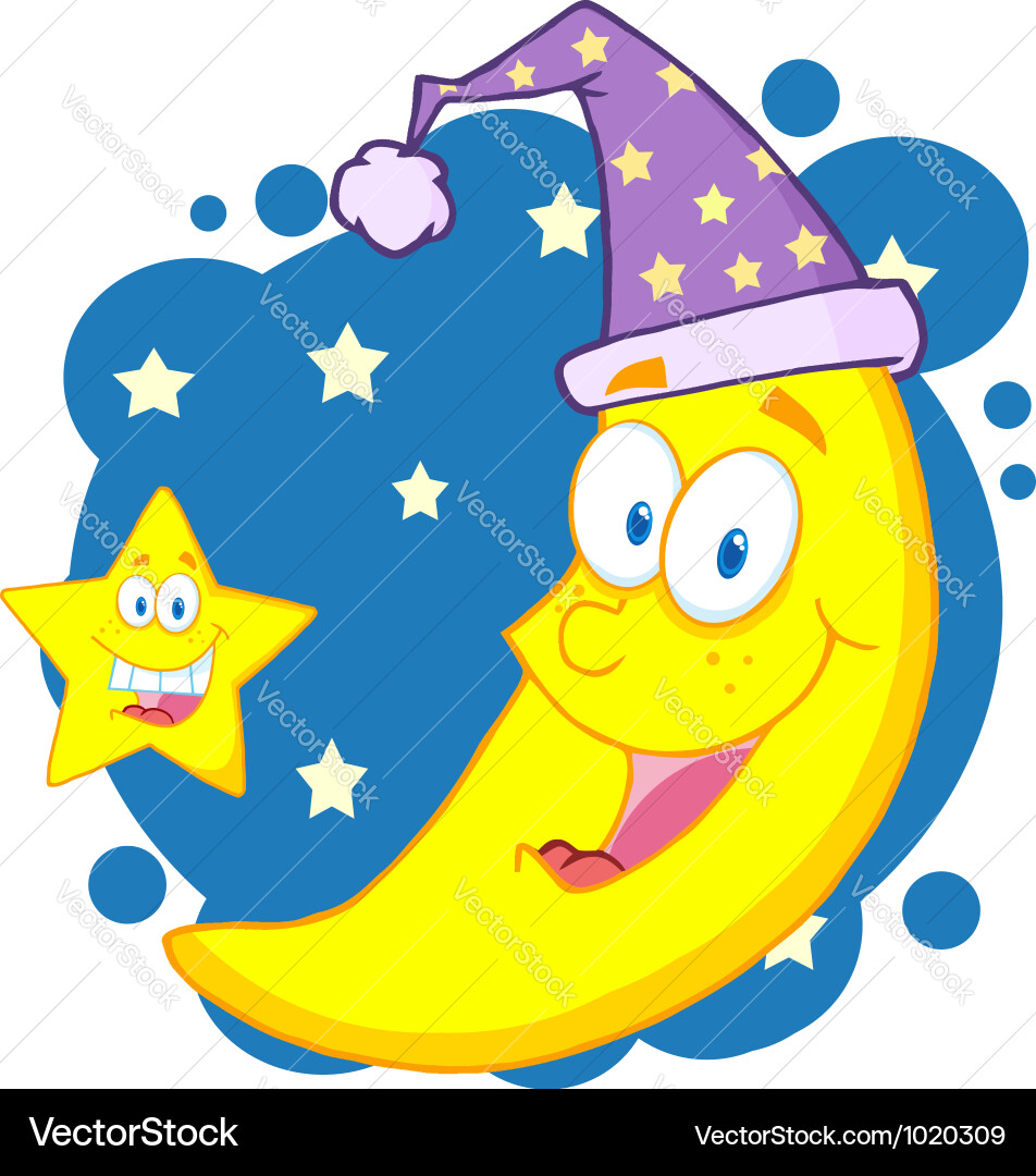 Happy star and moon Royalty Free Vector Image - VectorStock