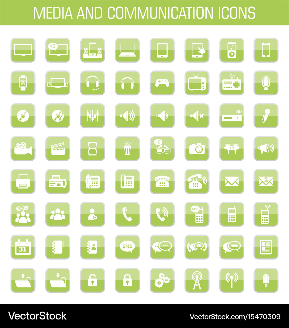 Media and communication icons Royalty Free Vector Image