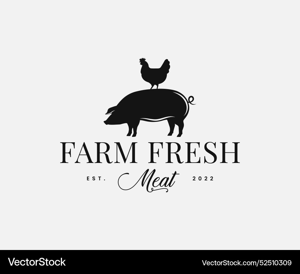 Pig and chicken farm logo design Royalty Free Vector Image