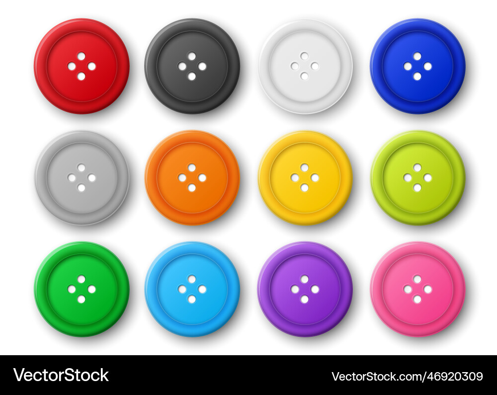 Realistic 3D Button Icon Set Royalty Free Vector Image