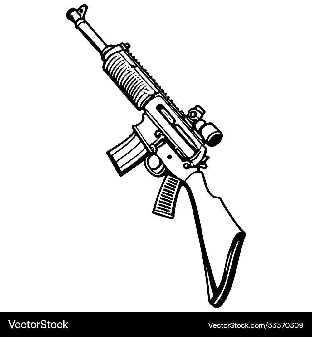 Realistic rifle hand drawn line transparent Vector Image