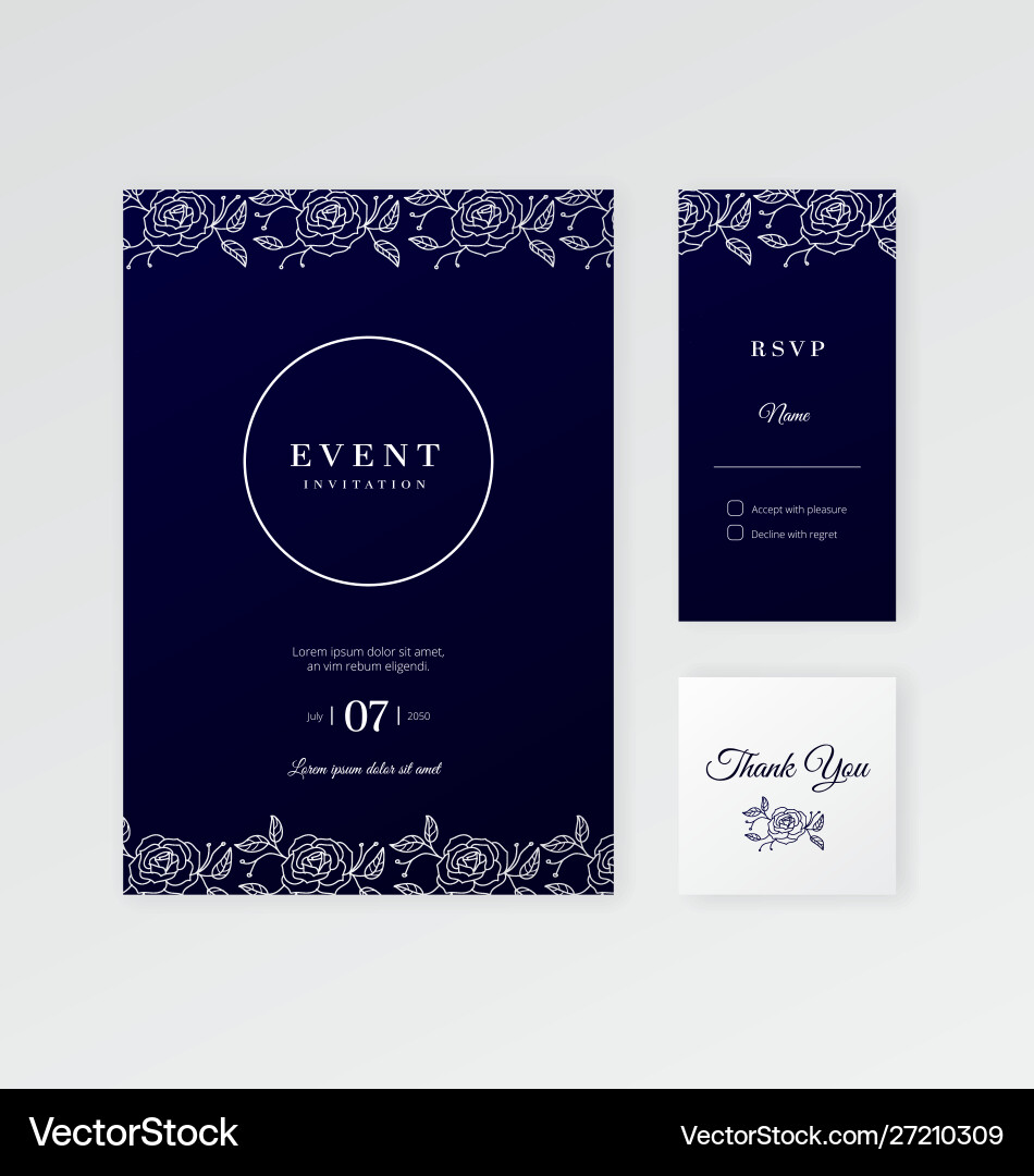 Simple floral event invitation template Royalty Free Vector