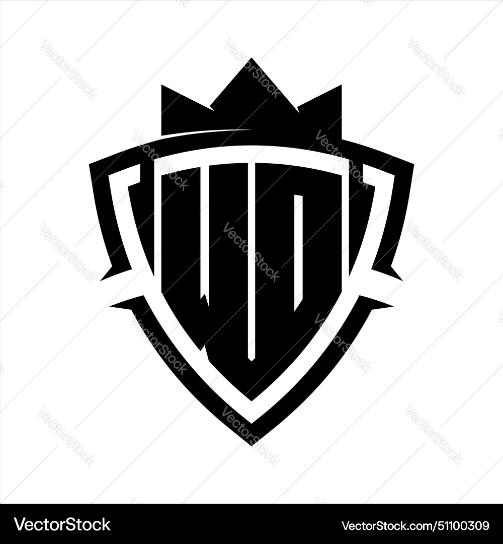 Wd letter bold monogram triangle curve shield Vector Image