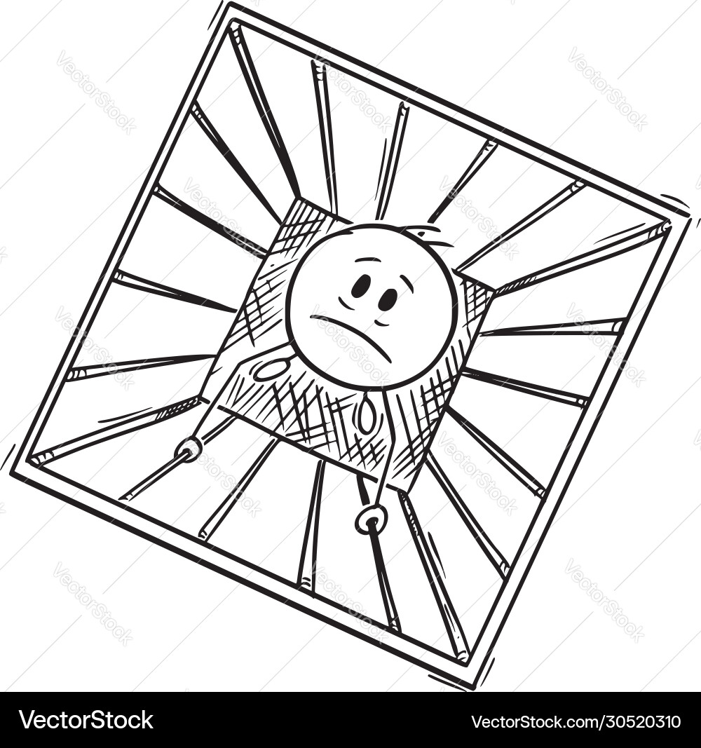 Cartoon conceptual man or prisoner trapped Vector Image