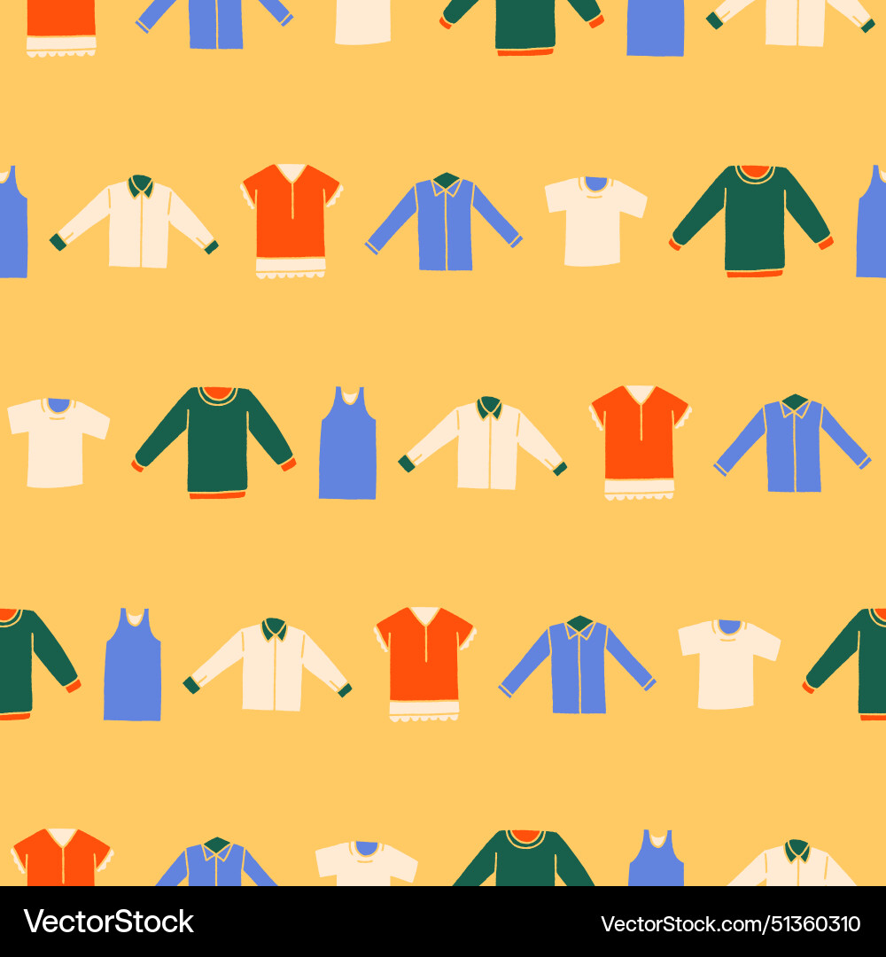 Collection of clothes seamless pattern design Vector Image