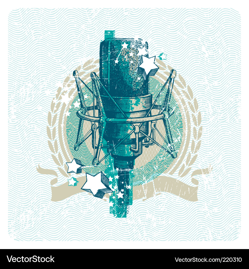 Hand drawn studio microphone Royalty Free Vector Image