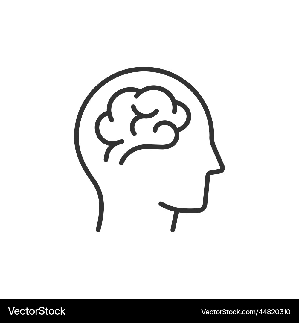 Human brain line icon on white background Vector Image