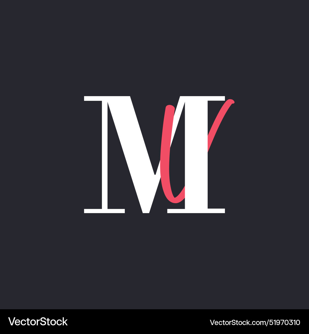 Letter mv logo perfectly blended initials Vector Image