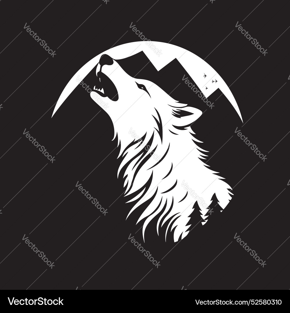 Moonlitwail hand drawn symbol for howling wolf Vector Image