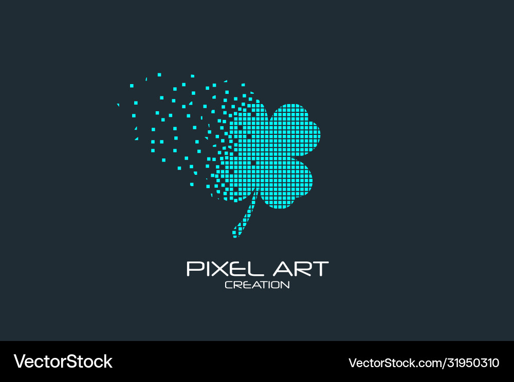 Pixel Art Clover Logo Lizenzfreies Vektorbild