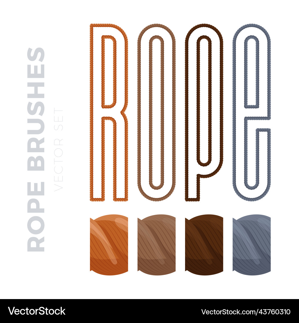 Rope brushes frame decorative black line set Vector Image