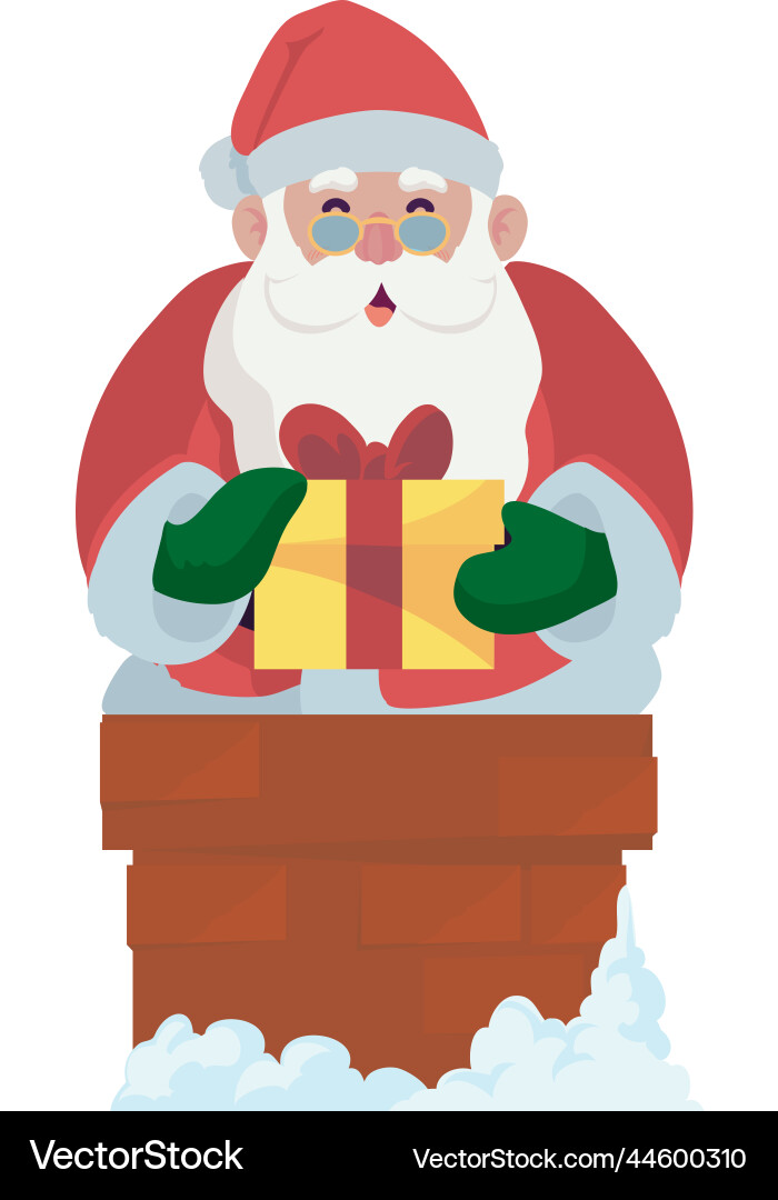 Santa with a gift box Royalty Free Vector Image