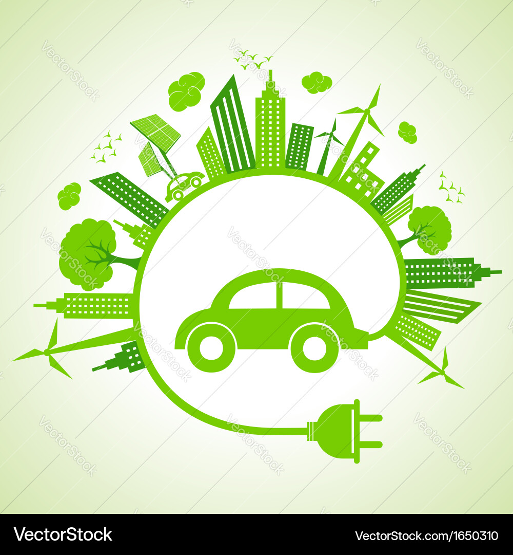 Sustainable Energy & Green Car Concept Vector Image