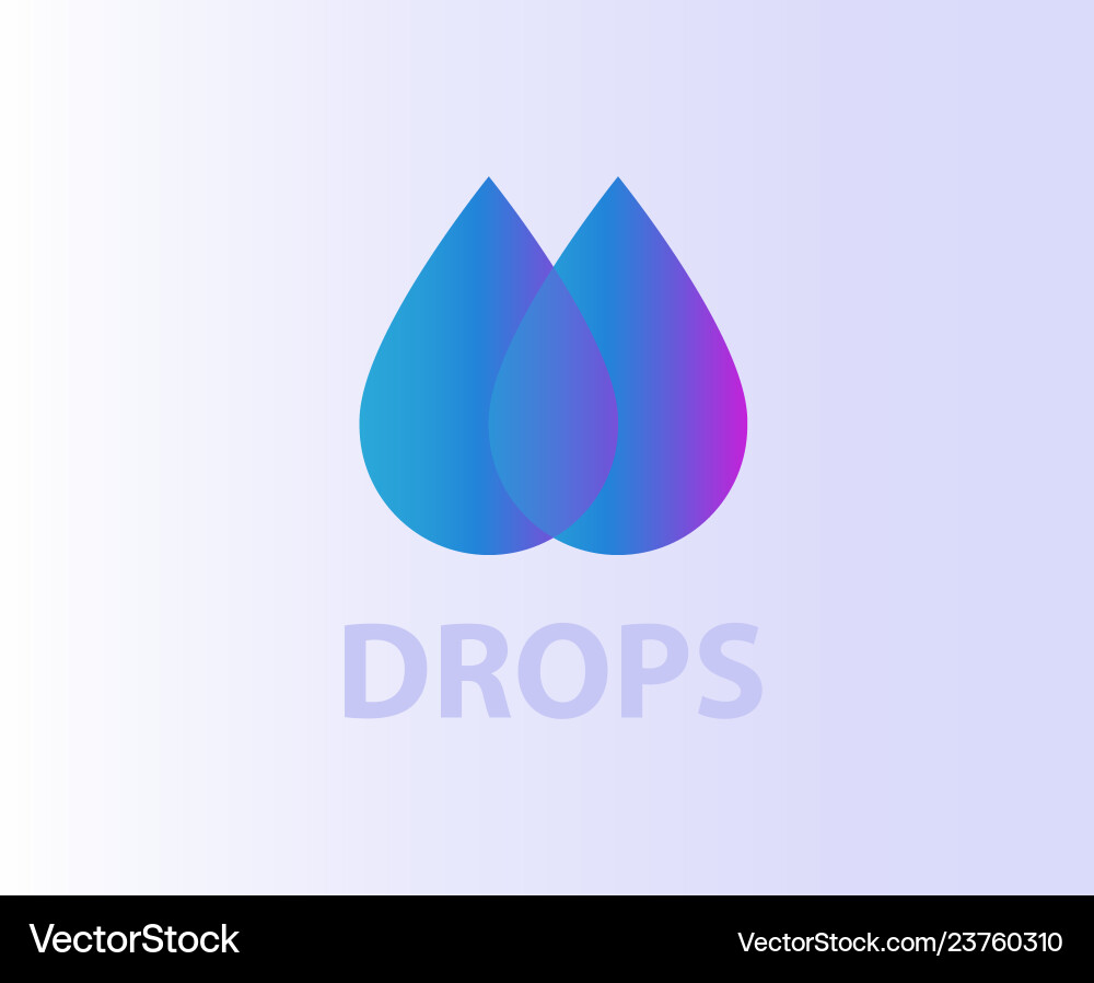 Zwei Wassertropfen Designelement Logo-Ikone Vektorbild