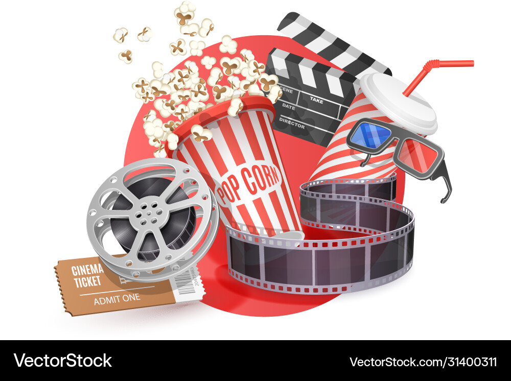 3d concept cinema poster composition Royalty Free Vector