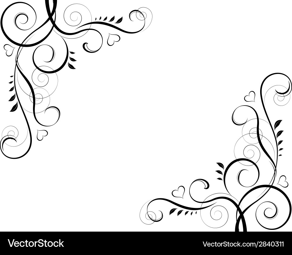 Abstract floral black decorative element frame Vector Image