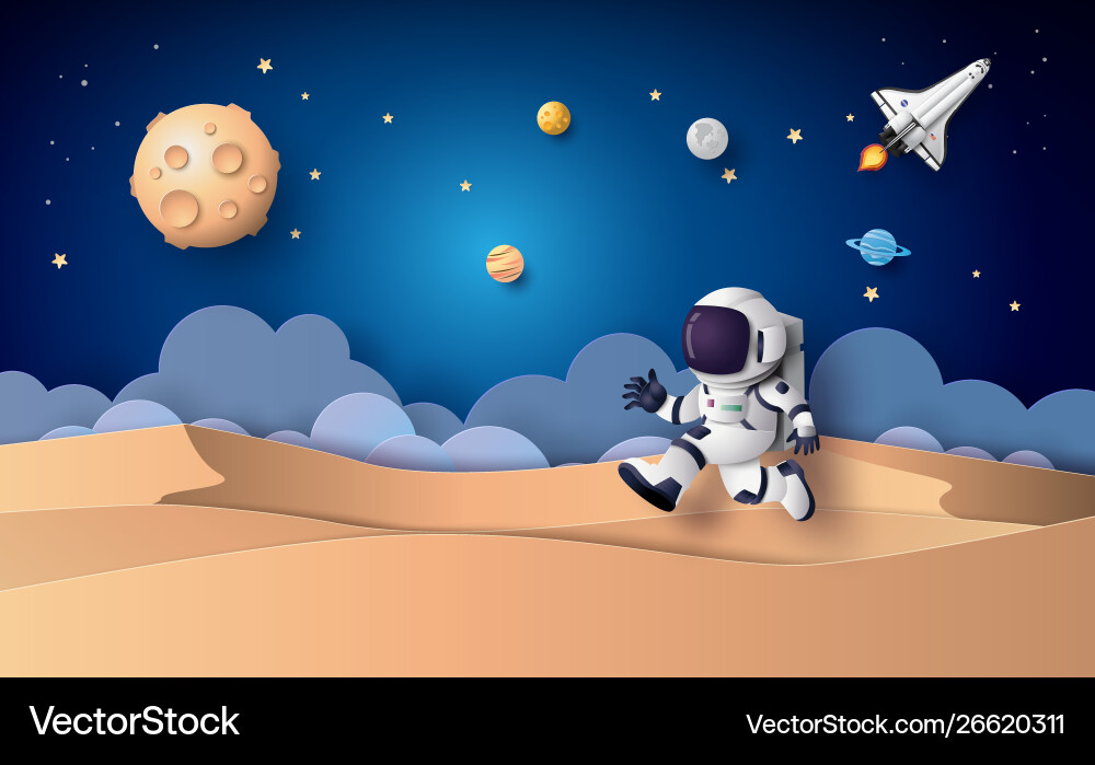 Astronaut floating in stratosphere Royalty Free Vector Image