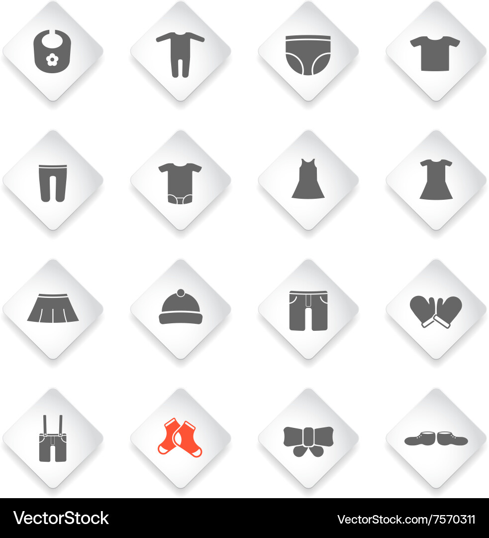 Baby clothes simply icons Royalty Free Vector Image