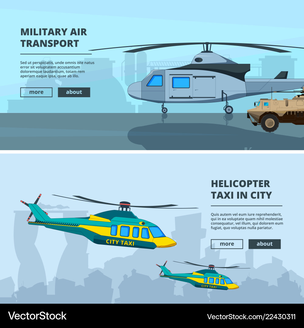 Banners with helicopters design template Vector Image