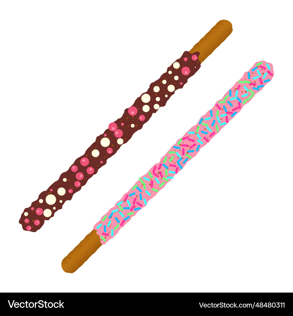 Frosted chocolate chip cookie sticks in sprinkles Vector Image