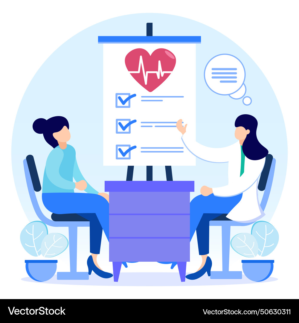 Graphic cartoon character of medical check up Vector Image