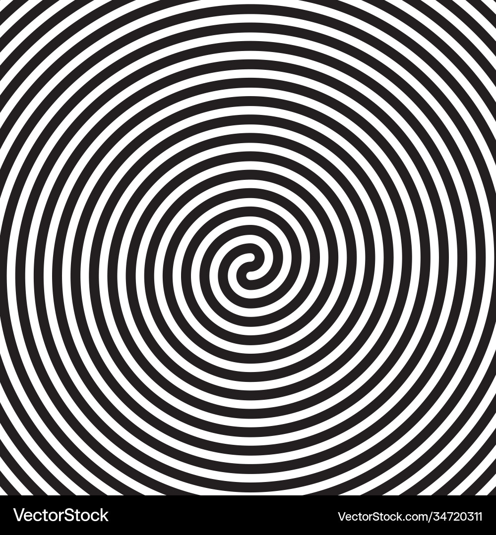 Hypnotic circles abstract white black spiral Vector Image