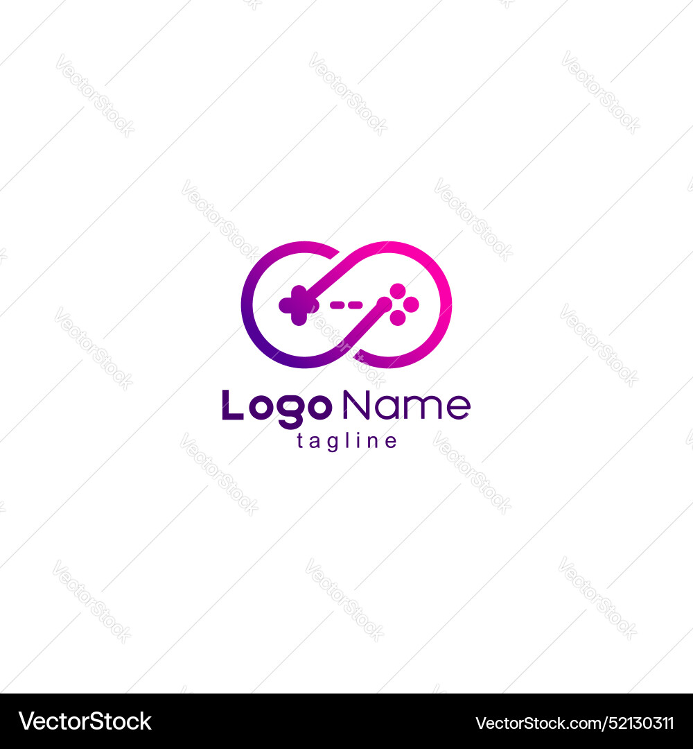 Infinity Konsole Spiel Logo Design Lizenzfreies Vektorbild