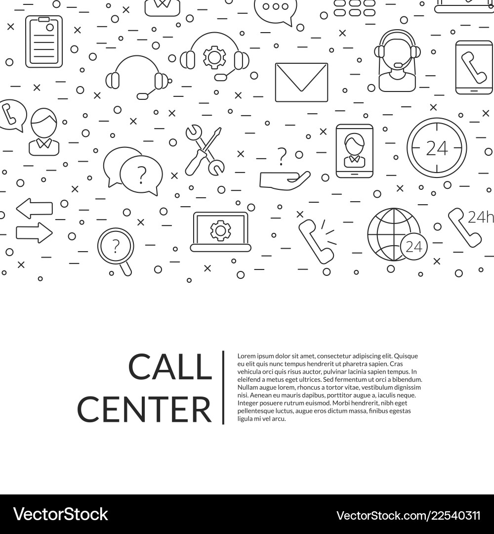 Line call support center icons background Vector Image