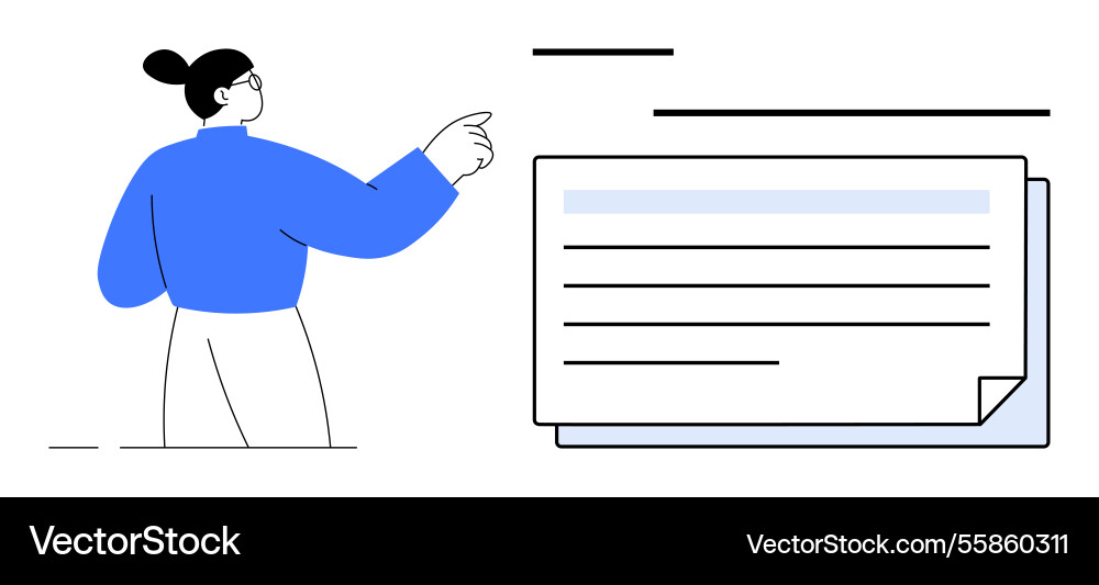 Professional presenting ideas with gesture toward Vector Image