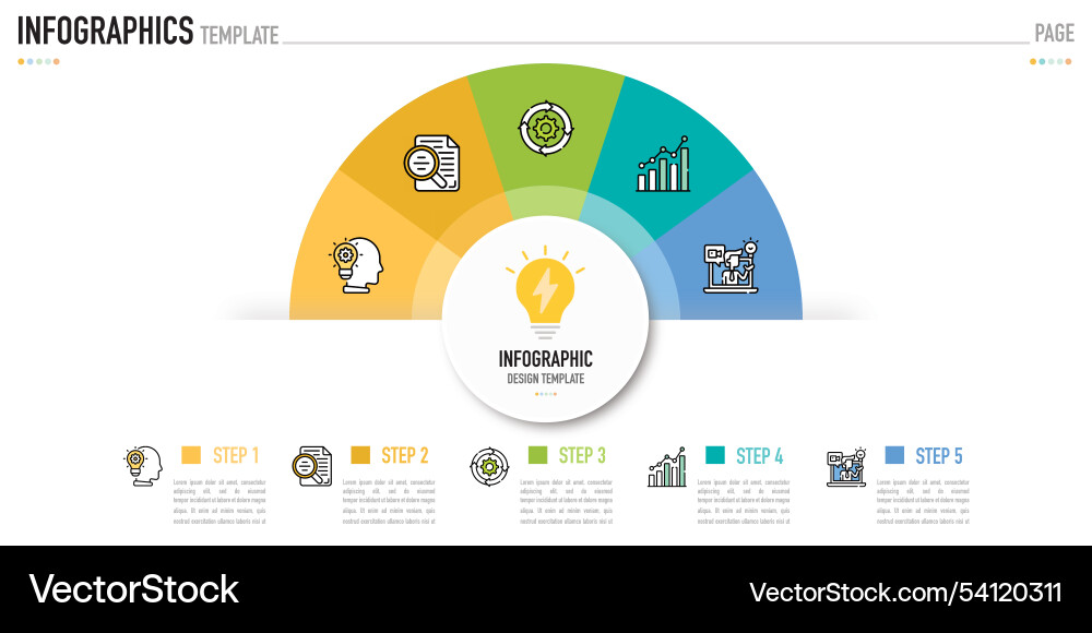 Semicircular isometric infographic for business Vector Image