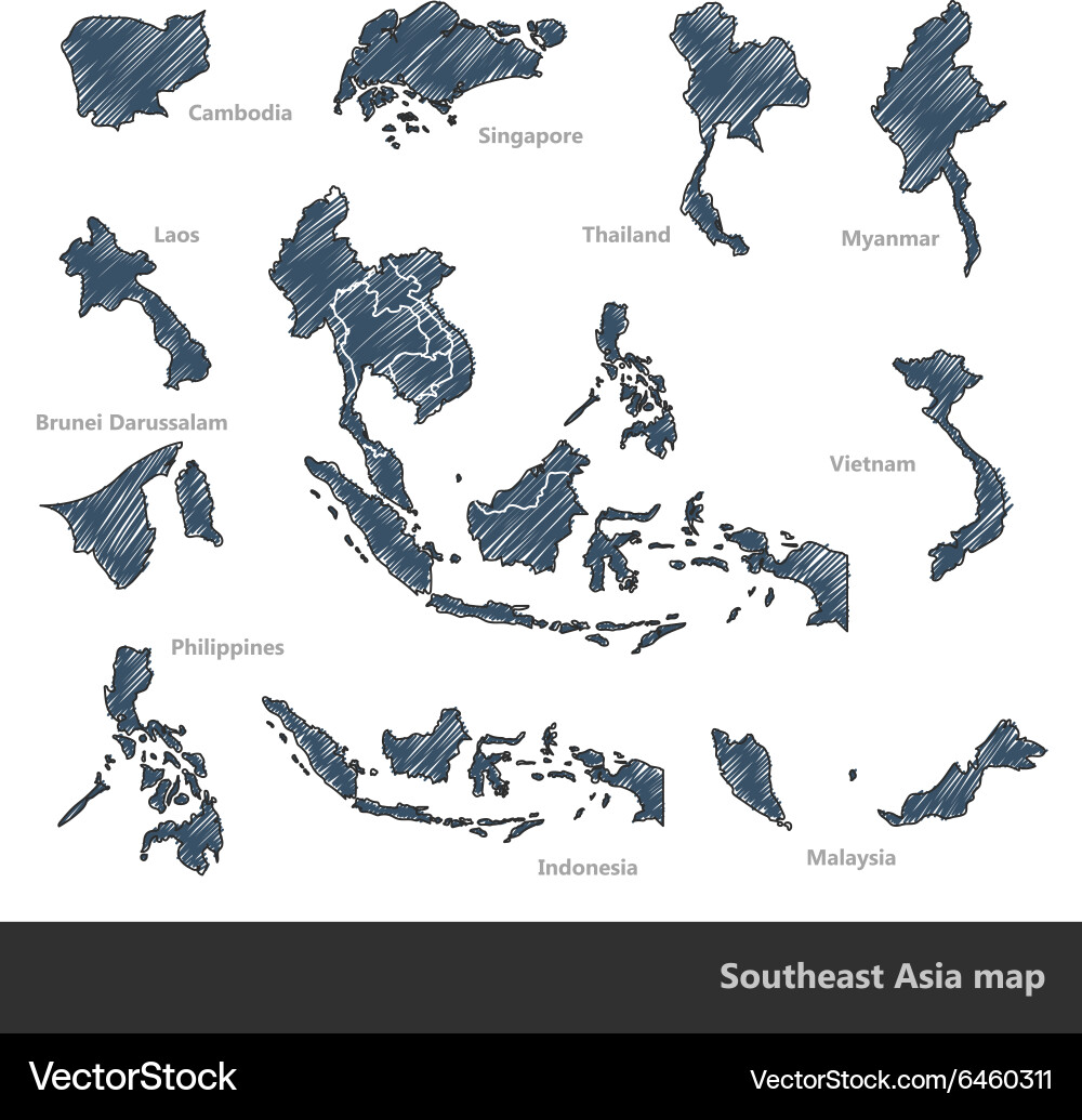 Southeast asia map Royalty Free Vector Image - VectorStock