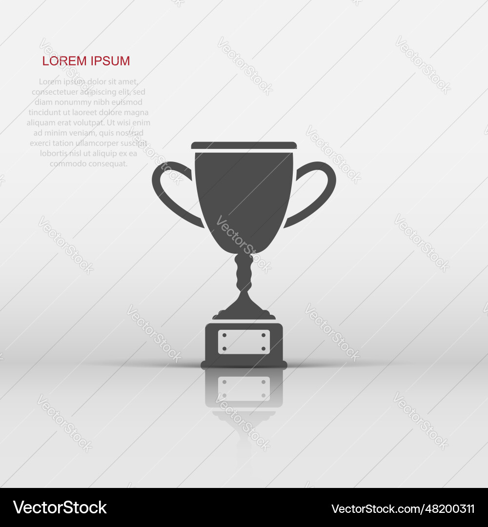 Trophy cup icon in flat style goblet prize Vector Image