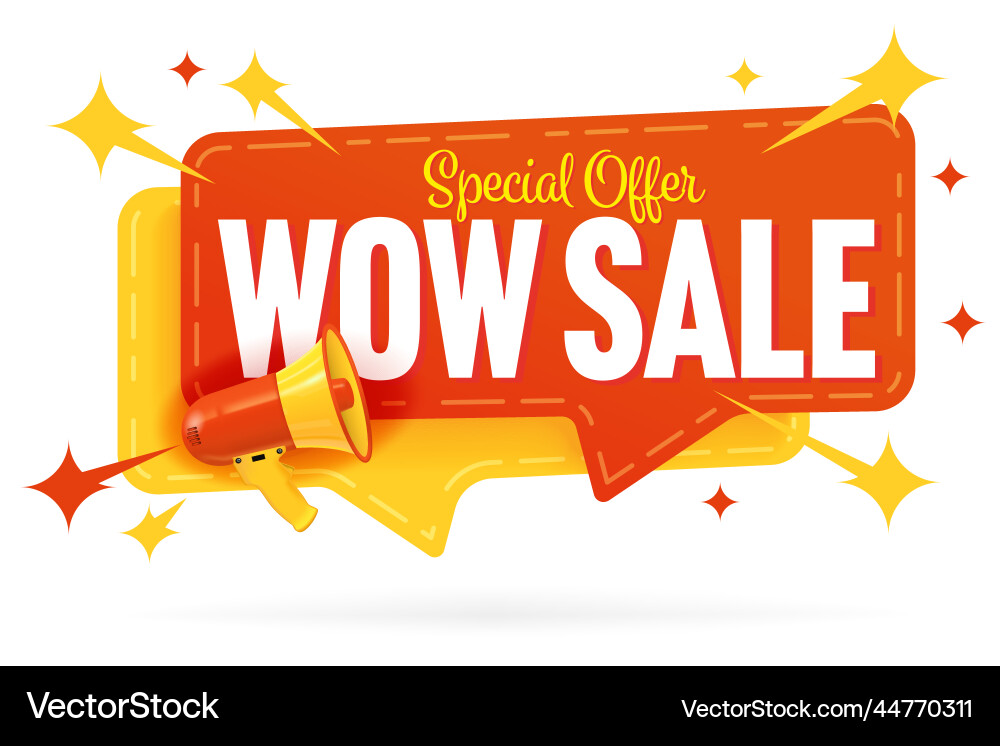 Wow sale special offer sticker template Royalty Free Vector