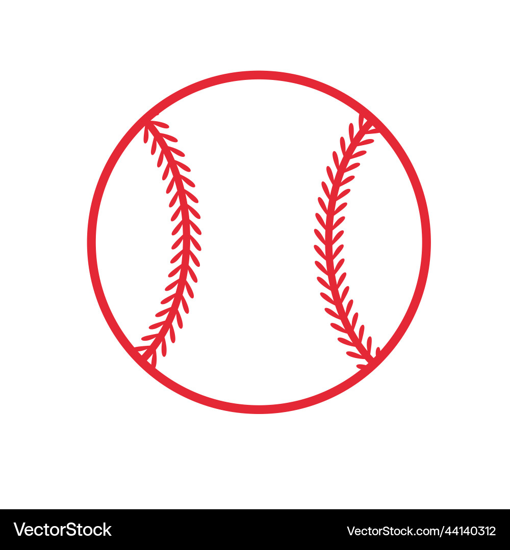 Beautiful red stitch baseball ball isolated Vector Image