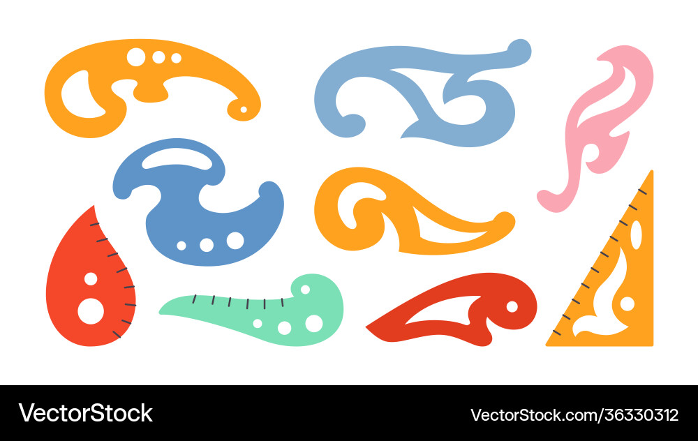 Cartoon sewing drawing template stencil set Vector Image