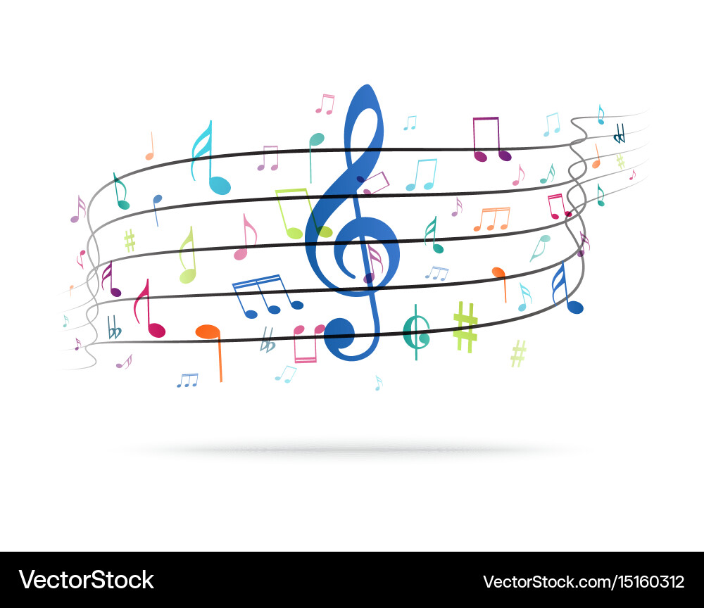 Colorful music notes background Royalty Free Vector Image