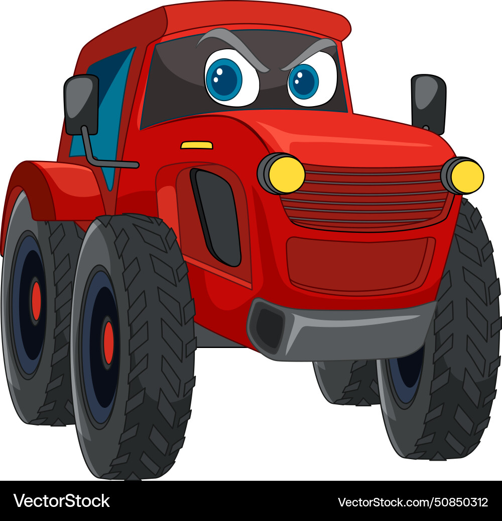 Colorful of a smiling tractor Royalty Free Vector Image