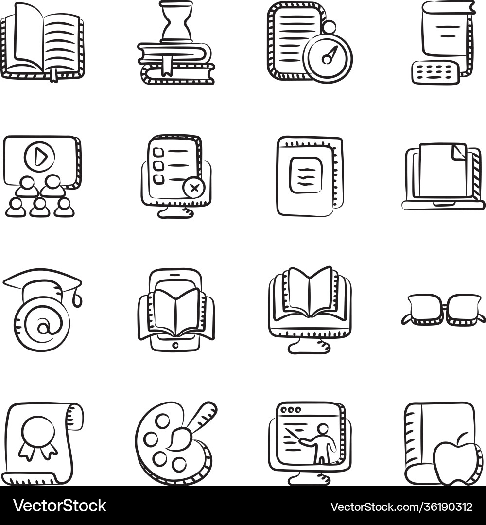 Education and knowledge doodle icons pack Vector Image