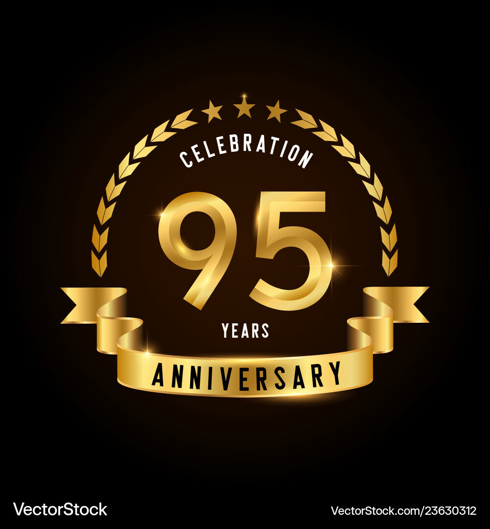Golden 95th Anniversary Celebration Royalty Free Vector