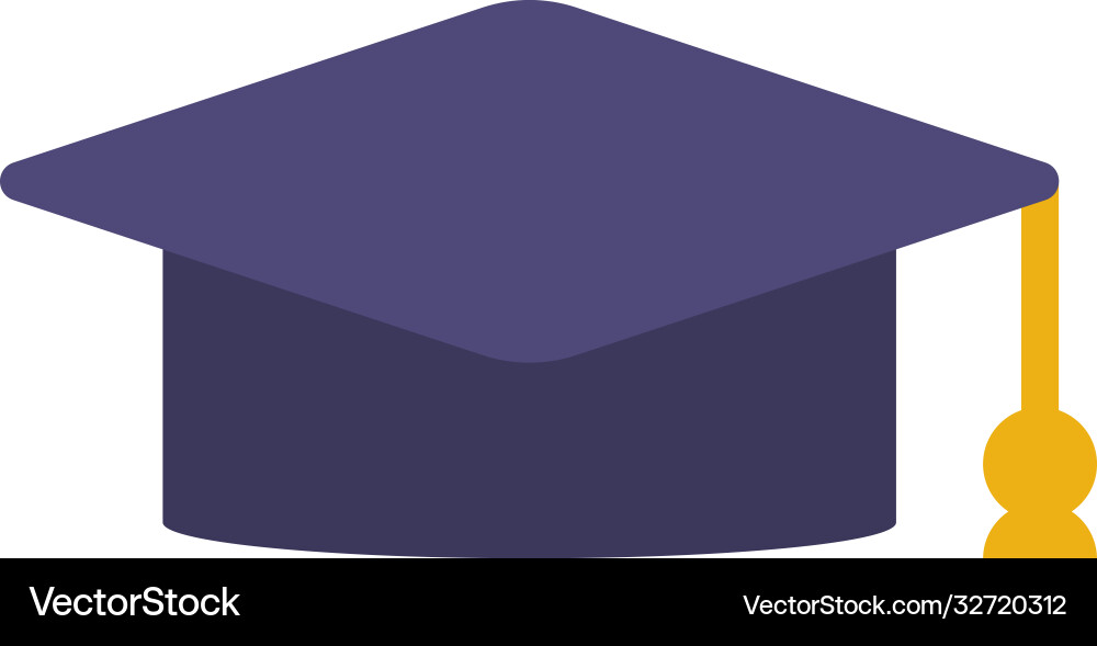 Graduation cap academic hat flat style Royalty Free Vector