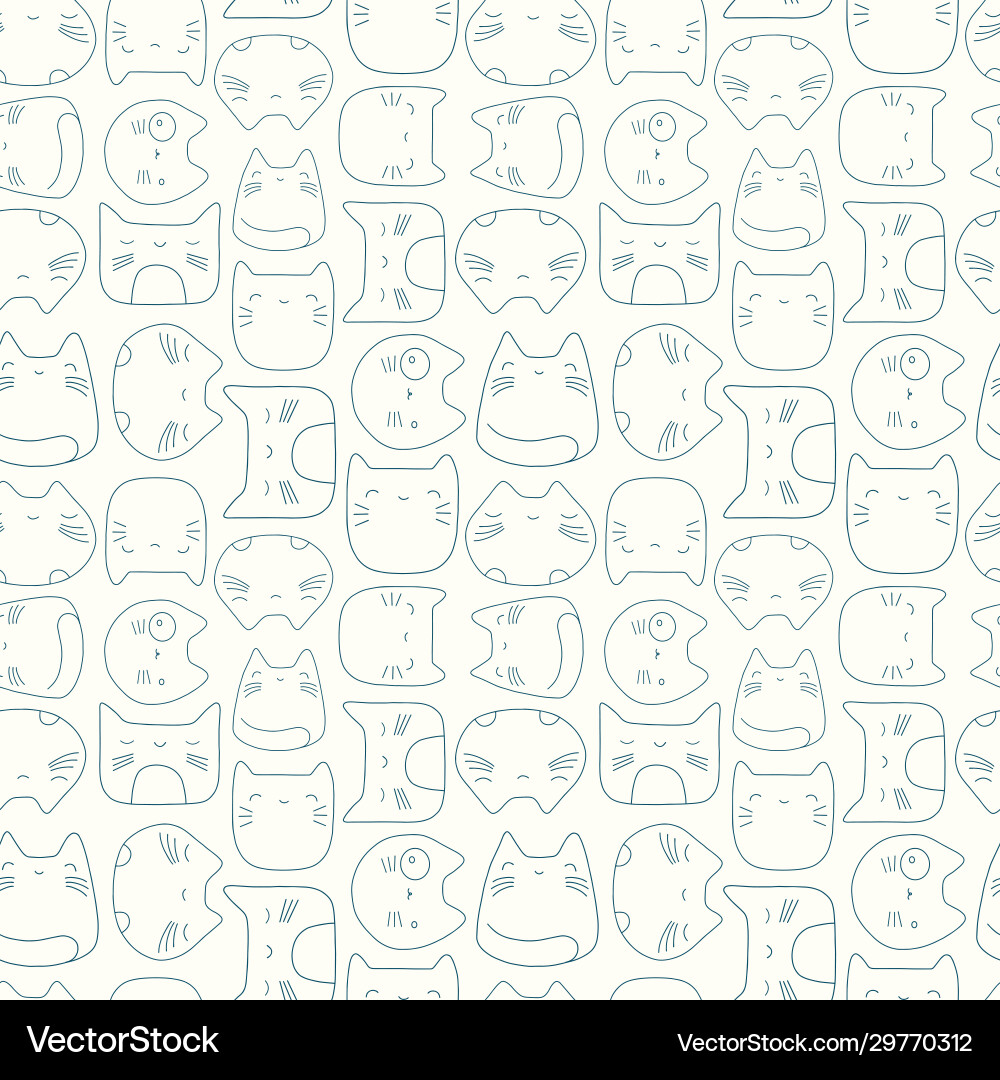 Kawaii cat pattern background cute Royalty Free Vector Image