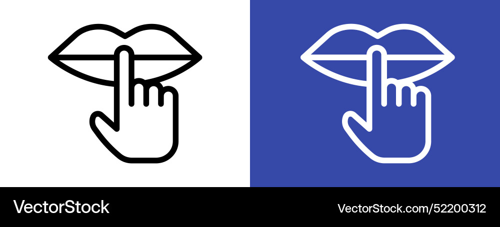Please do quite pssst icon logo sign set outline Vector Image