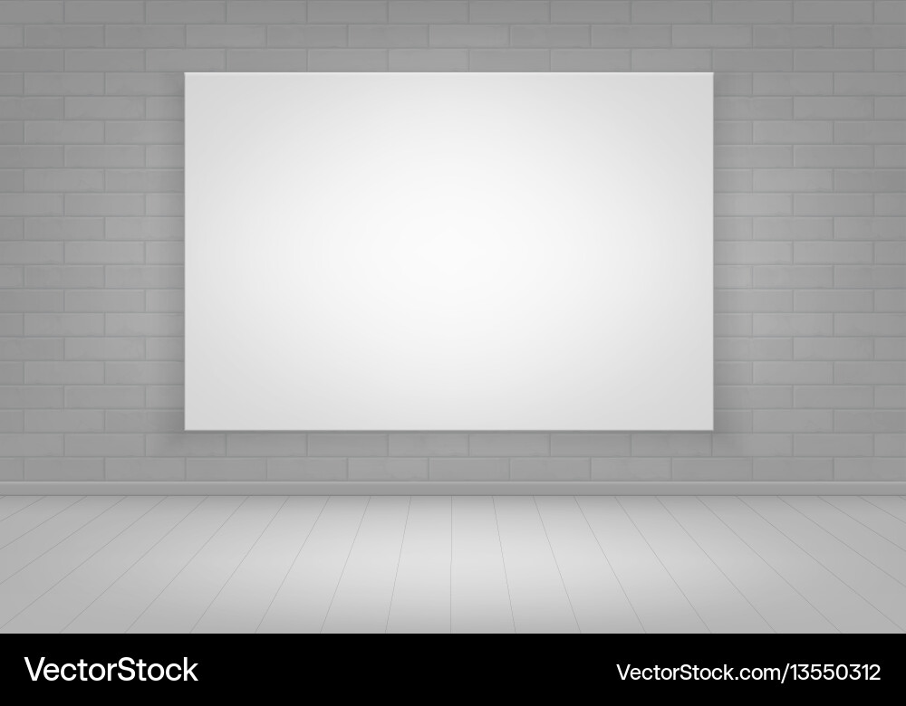 Poster picture frame on brick wall with floor Vector Image