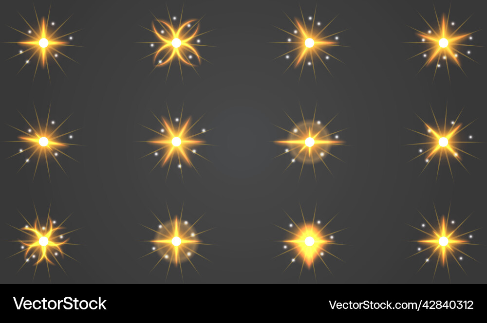 Realistic burst of light collection Royalty Free Vector