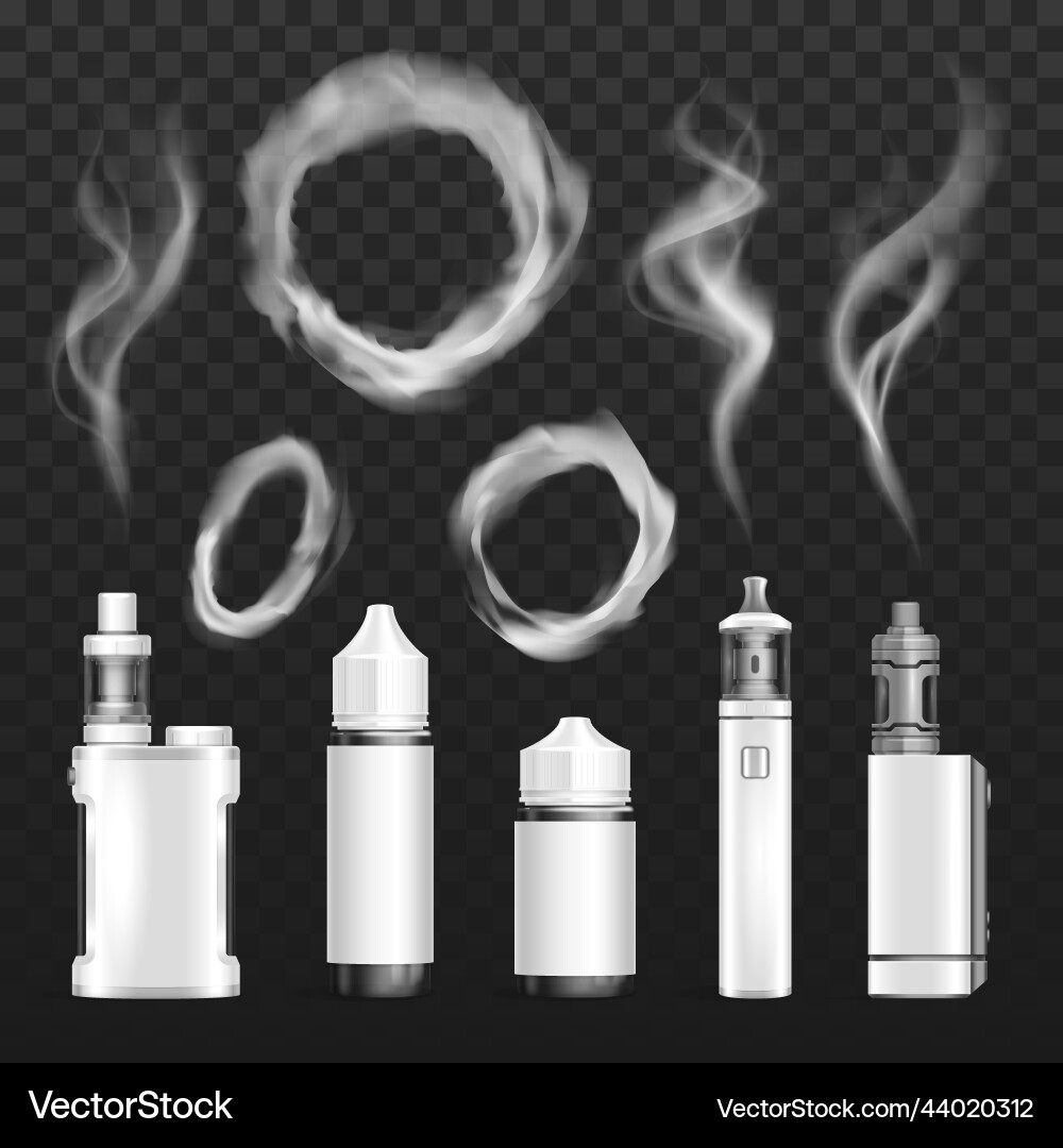 Realistic vape smoke set Royalty Free Vector Image