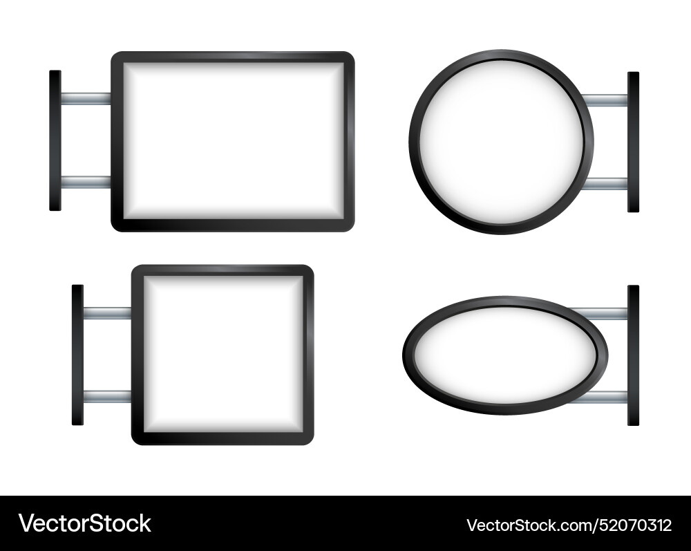 Rectangular signage light box signboard black Vector Image