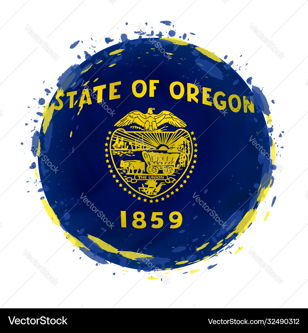 Round grunge flag oregon us state Royalty Free Vector Image