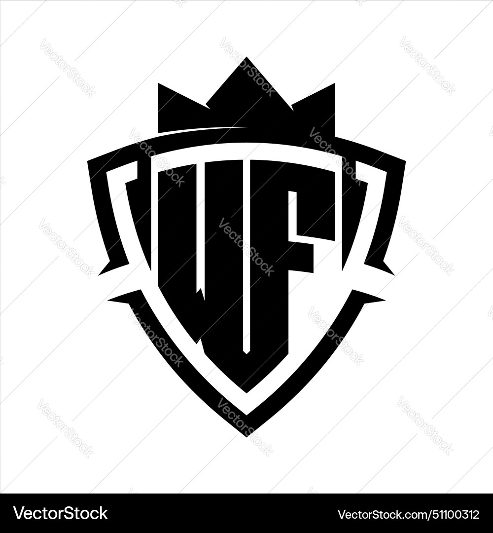 Wf letter bold monogram triangle curve shield Vector Image