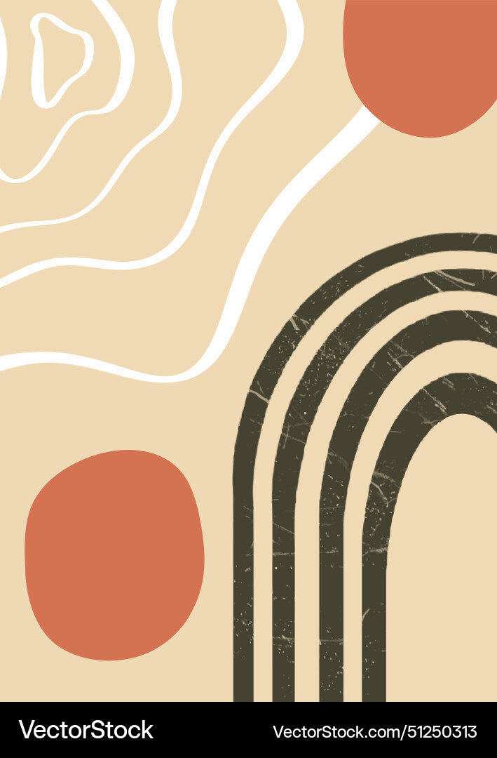 Abstract hand drawn scandi style wall art design Vector Image